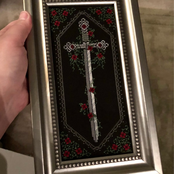 Ornate Floral Sword Cross Stitch Pattern: Gothic (digital PDF) - Etsy