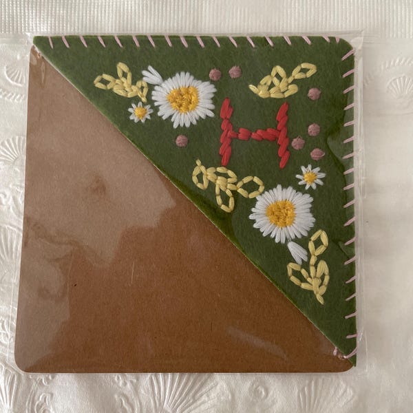 Personalized Hand Embroidered Corner Bookmark - Summer and Winter Set ...