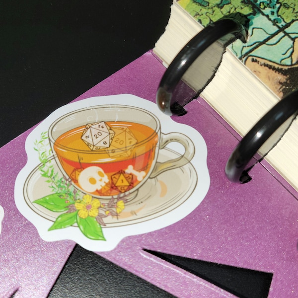 Cute Dnd Tea Sticker, Dnd Stickers, D20 Sticker, Dice Laptop Decal, DND ...