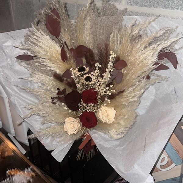 Marsala Bouquet, Marsala Wedding Bouquet, Marsala Bridal Bouquet, Dried ...