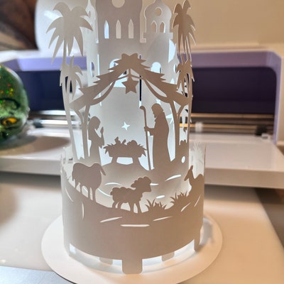 Nativity Scene Christmas Lanterns Paper Cut Lamp for Christmas SVG for ...