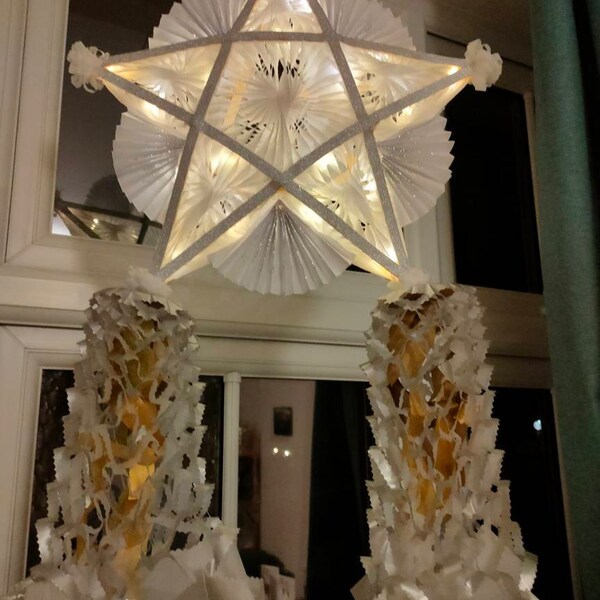 White Filipino Christmas Lantern/parol (with White and Silver Tail ...
