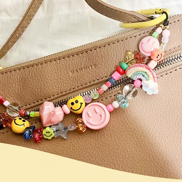 Adorable Happy Face Bag Charm, Multicolored Smiling Face Purse Charm ...