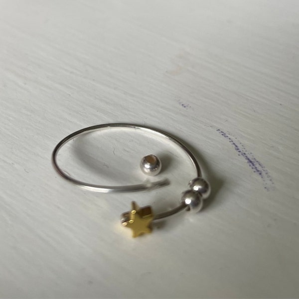 Stress Ring Anxiety Fidget Ring With Beads. Anti Stress Ring. Thumb Ring Spinner STIM Ring ...