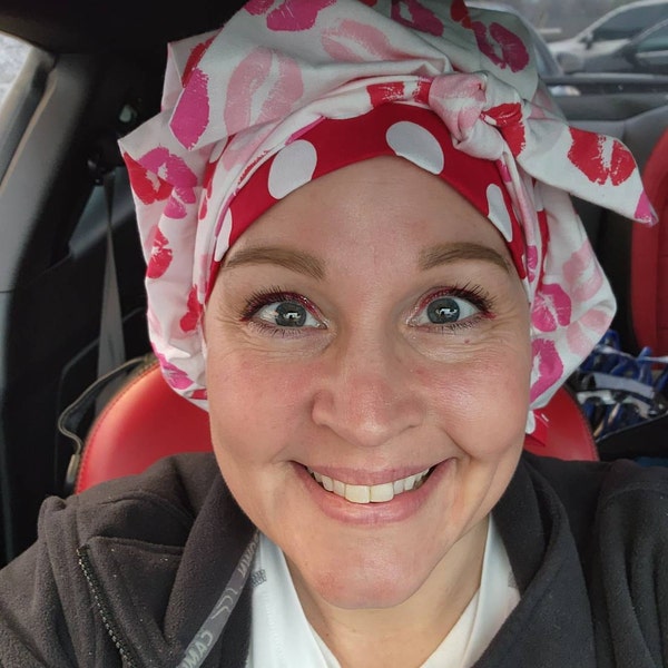 Scrub Surgical Pops of Pink Hat Medical Cap With Style, Bow & Satin ...