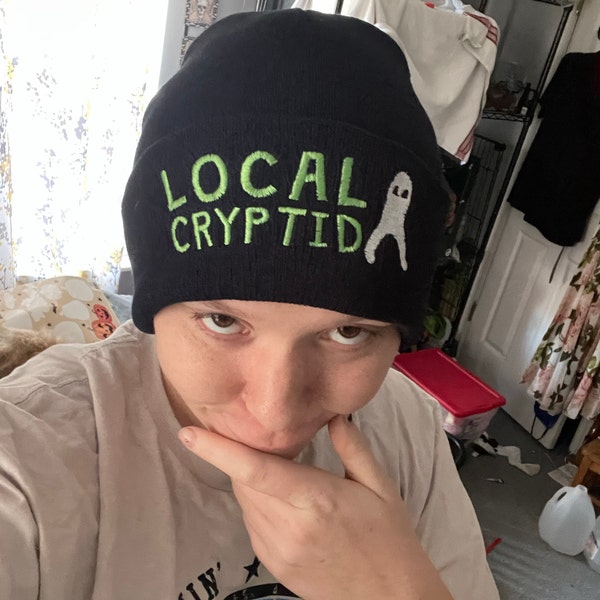 Local Cryptid Cuffed Beanie // Winter Hat, Embroidered Beanie, Cryptid ...