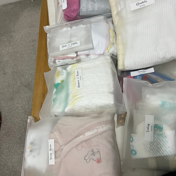 4-36pk Personalised Hospital Bag Organiser Labels Maternity Bag ...