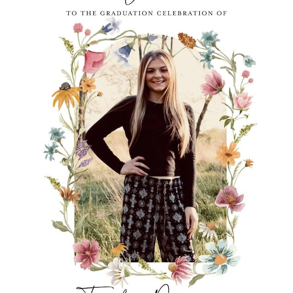 Wildflower Graduation Welcome Sign With Photo (DIY Template) - Etsy