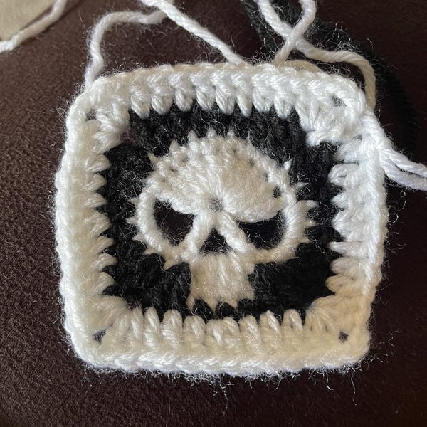 Skull Basic Granny Square Crochet Pattern-hexagon Squares-afghan Block ...