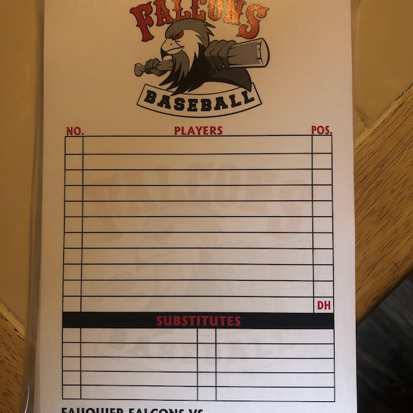 Custom Lineup Cards Baseball or Softball - 4 Part Carbonless - Etsy