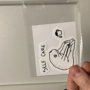 Funny Frog Self Care Sticker, Funny Frog Self Care Retro Sticker, Funny ...