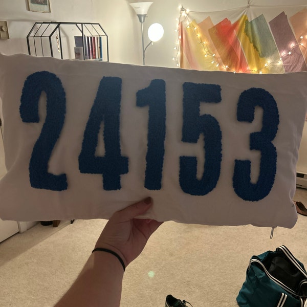 Custom Zip Code Pillow, Embroidered Area Number Pillow, Personalized ...