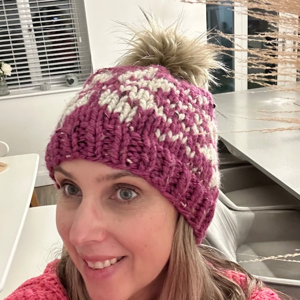 KNITTING PATTERN - the Snowflake Hat, Super Bulky Knit Hat Pattern - Etsy