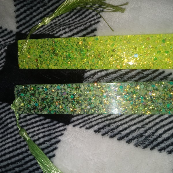Glow in the Dark Glitter Resin Bookmark: Neon Colors, Handmade - Etsy