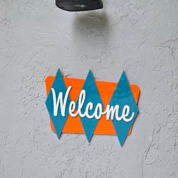Mid Century Modern Style Welcome Sign | Triple Diamond | Atomic House ...