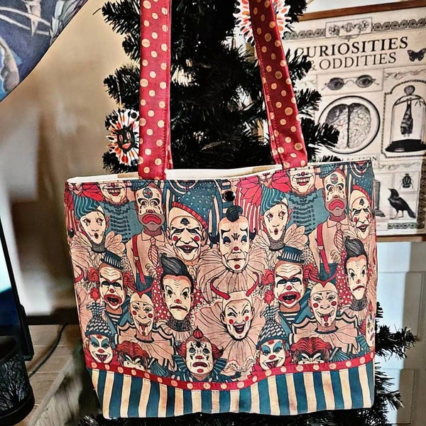Creepy Circus Clowns Shoulder Bag Purse Scary Monsters Handbag Tote ...