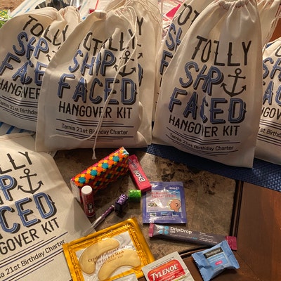 Ship Faced Hangover Kit Bags Nautical Party Favors Cruise Vacation ...