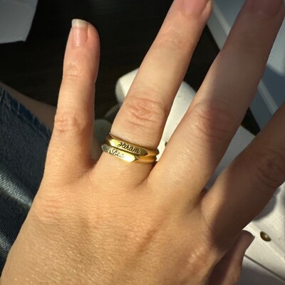 Bar Name Ring by Caitlyn Minimalist Signet Name Ring Custom Skinny Bar ...