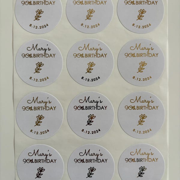 Personalised Birthday Stickers, Any Name, Any Age, Foiled Stickers ...