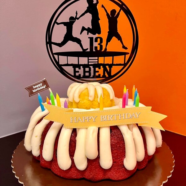 Trampoline Cake Topper, Personalized Cake Topper, Jumping Cake Topper ...