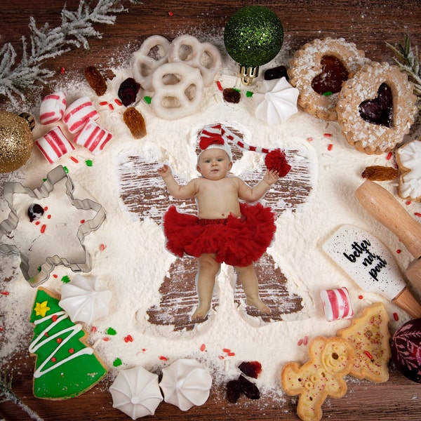 Christmas Flour Angels Digital Background Cookie Photo Template, Baking ...