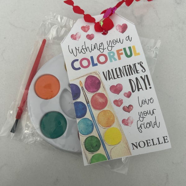 Paint Valentine Gift Tag Template, Printable Colorful Valentine's Day ...