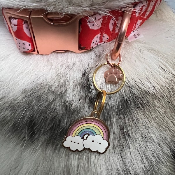 Rainbow Dog Tag - Rainbow Pet Tag - Custom Engraved Pet ID Tag - Cute ...