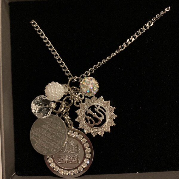 Silver Car Mirror Ayatul Kursi, Allah, 4qul Charm, Protection, New ...