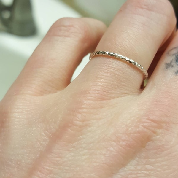 Tinsel Ring--tiny Sterling Silver Textured Stacking Ring--sterling ...