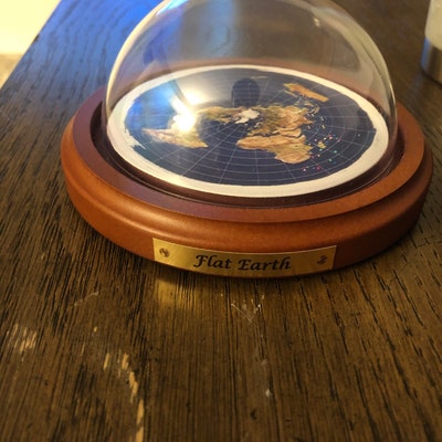 Flat Earth Map Dome Display Model Wood Base, Acrylic Dome, Gift - Etsy