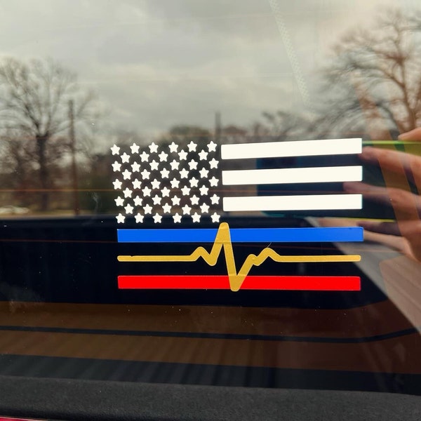 911 Dispatcher Decal, Thin Gold Line Decal, 911 Dispatch Decal, 911 ...