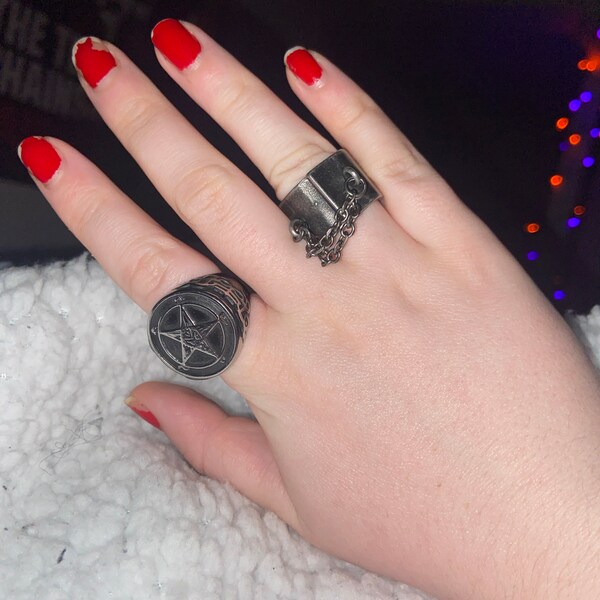 Chain Link Ring Punk Chain Ring Thick Band Ring Large Statement Ring ...