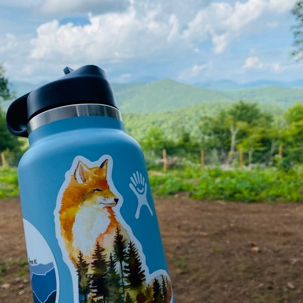 Fox Vinyl Sticker Watercolor Fox Art All Weather Sticker for Tumbler ...