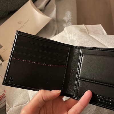 Luxury Vegan Wallet With Coin Pocket in Black & Red, Personalised Non ...