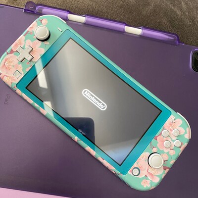 Cherry Blossom Mint Green Nintendo Switch Lite Wrap Skin - Etsy