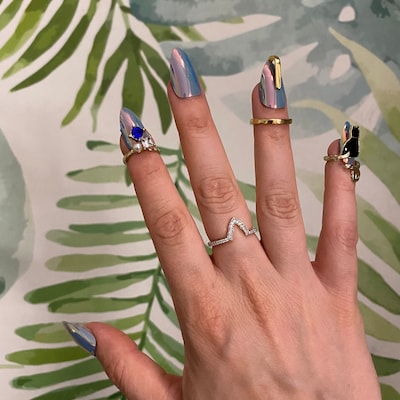 Finger Nail Ring, Silver Nail Ring, Fashion Ring, Big Midi Ring ...