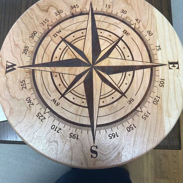 Compass Wood Lazy Susan Wooden Turntable Table Décor | Laser Engraved ...