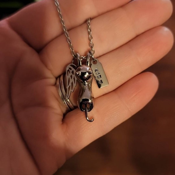 Cat Urn Cremation Pendant Kitten Urn for Ashes Memorial Necklace Loss ...