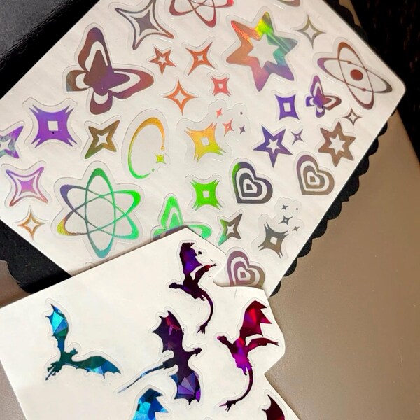 Y2K Stickers Holographic Sparkle Sticker Set - Foil Glitter Tiny ...