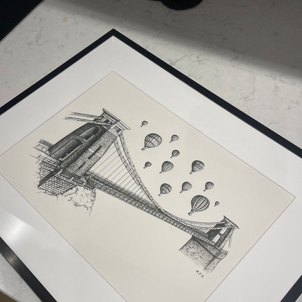 Hand Illustrated Bristol Print, Clifton Suspension Bridge Print ...