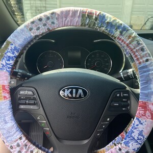Blue Chinoiserie Patchwork Steering Wheel Cover With Gripper Fabric ...