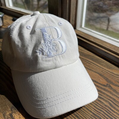 Monogram Hat With Flower Initials. Custom Cap Gift Idea for Sisters ...