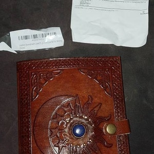 Leather Sun and Moon Embossed With Beautiful Blue Stone Journal Diary ...