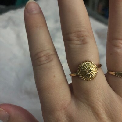 Gold Sun Shape Ring, Beautiful Sun Rays Polished Silver Ring, Cute ...