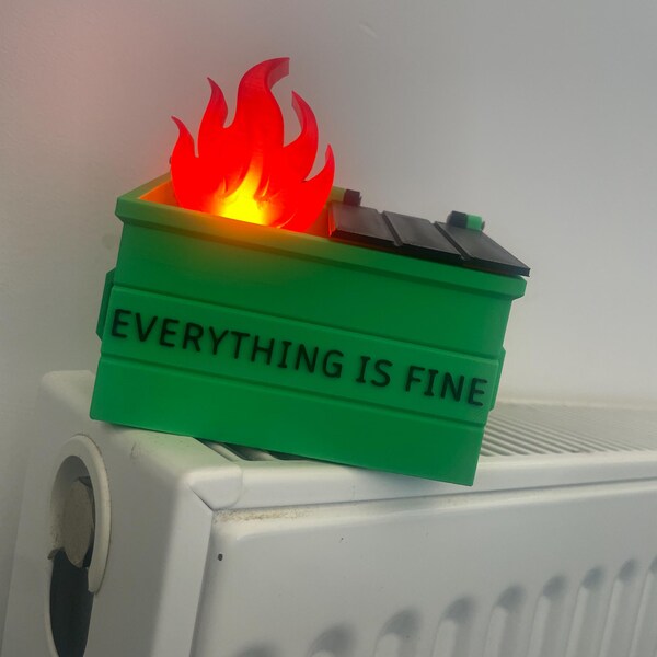 Dumpster Fire LED Desk Decor – Hand-painted Flame, Custom Text – Funny ...