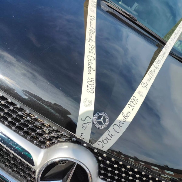 Personalised Wedding Car Ribbon | 6m Printed Car Ribbon Suitable for ...