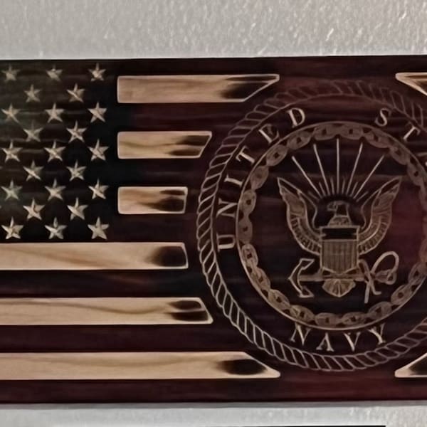 Rustic Navy American Flag Custom Made From Pine. “official Crafter of ...