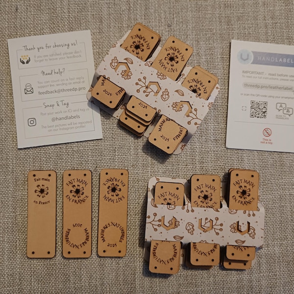 Folding Leather Label Pack - Hand Knitted With Love - O5 - Genuine ...