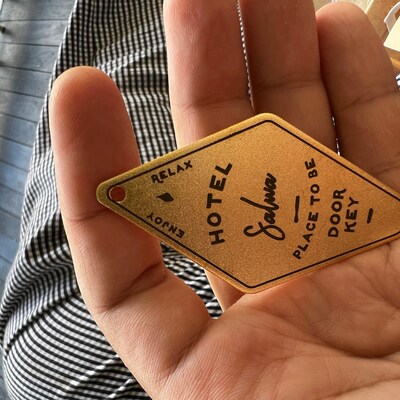 Personalized Vintage Hotel Keychain // Gold Key Ring // Personalised ...