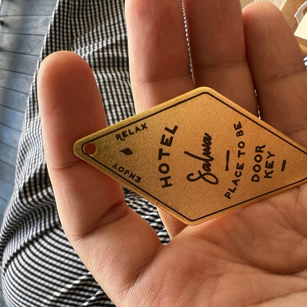Personalized Vintage Hotel Keychain // Gold Key Ring // Personalised ...